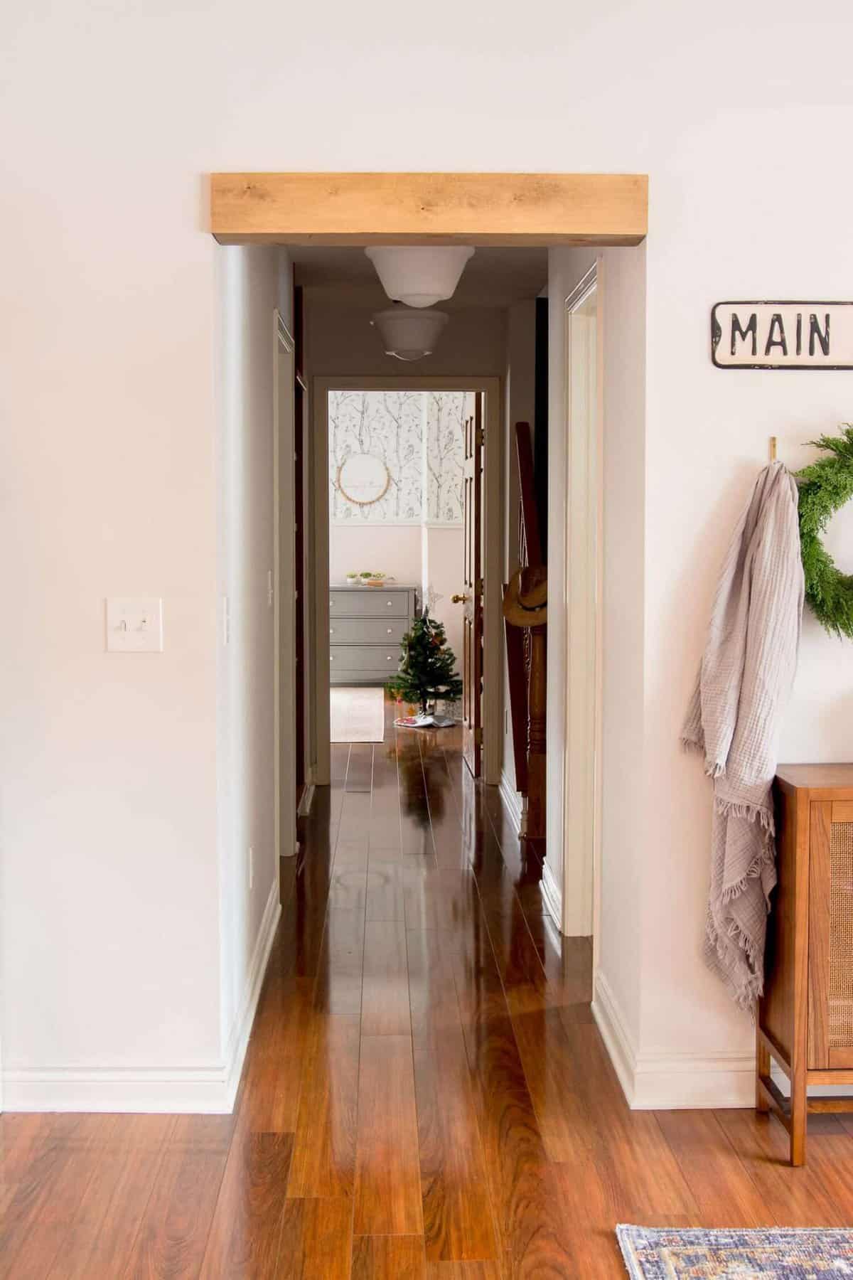 How to Make a Faux Wood Beam Door Header - Grace In My Space