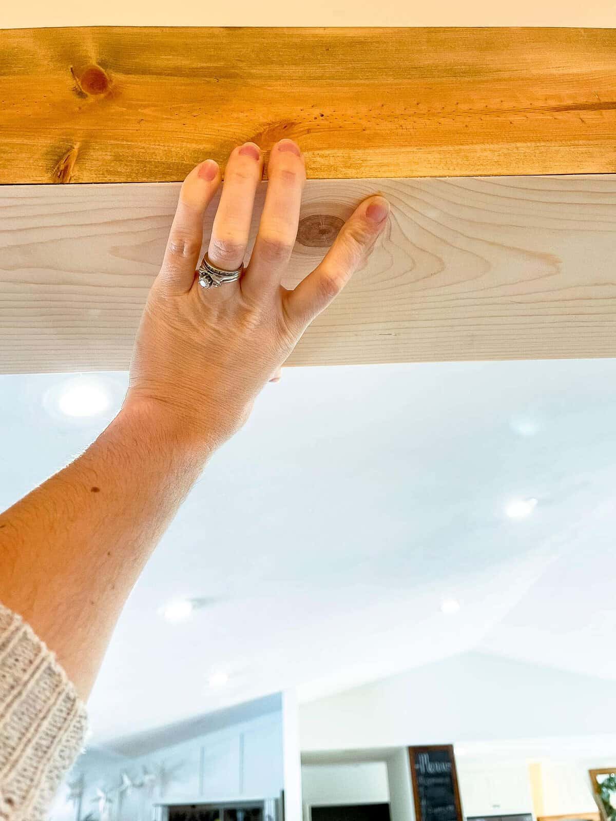 How to Make a Faux Wood Beam Door Header - Grace In My Space