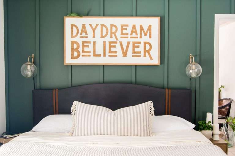Painted DIY Upholstered Bed Frame Makeover - Grace In My Space