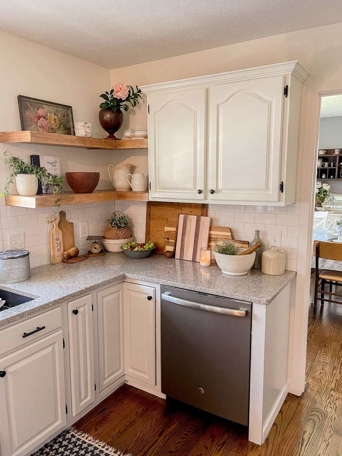 How to Make DIY Floating Kitchen Shelves - Grace In My Space