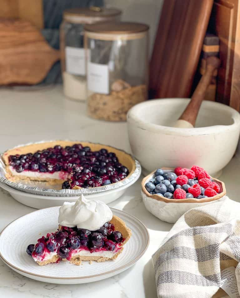 No Bake Blueberry Pie with Cream Cheese & Graham Cracker Crust - Grace ...