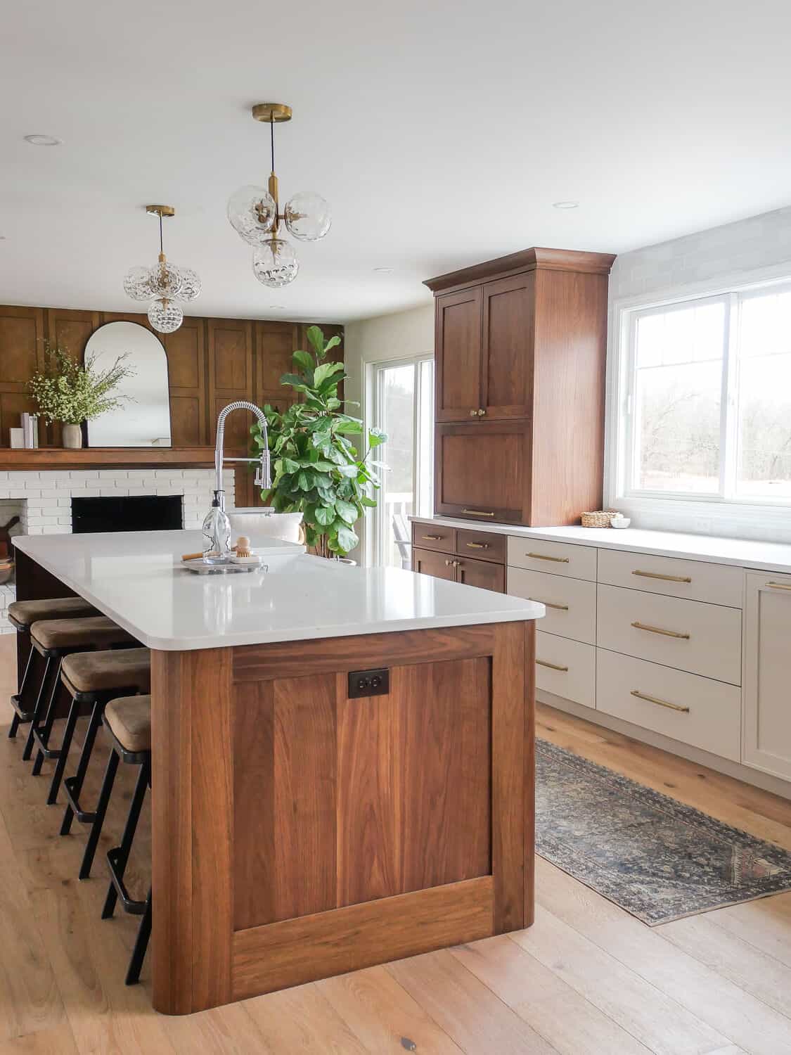White Kitchen With Walnut Cabinets